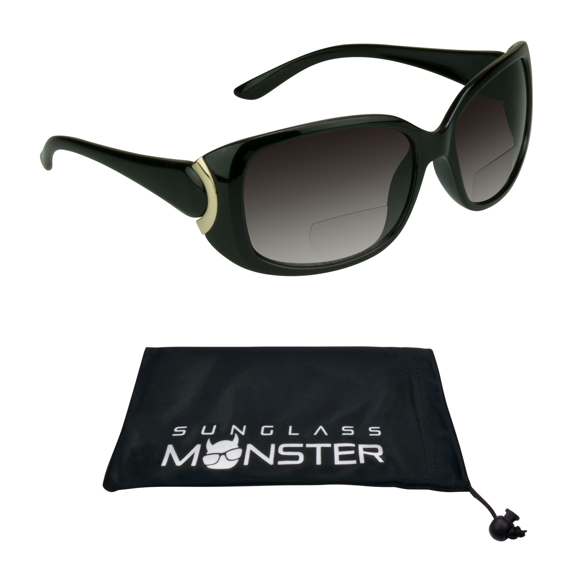 Sunglass Monster Women Bifocal Sunglass Reader Oversized Jackie O Black ...
