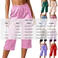 AGKIZG Women Imitation Ice Silk 7 Points Solid Color Sleep Pants Loose ...