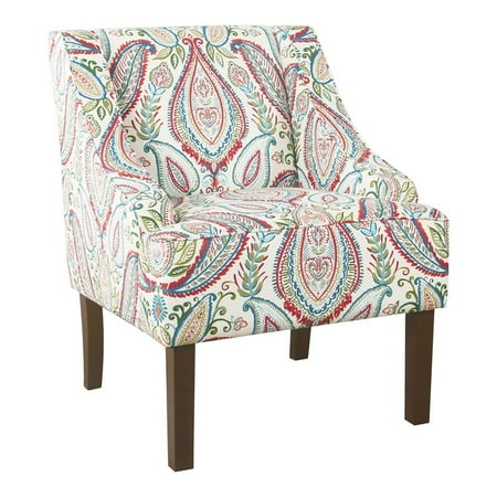 HomePop Traditional Wood and Fabric Swoop Accent Chair in Multi-Color ...