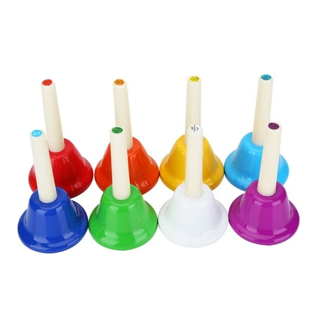 Noref 8-Note Colorful Metal Hand Bell Handbells Set Musical Instrument ...