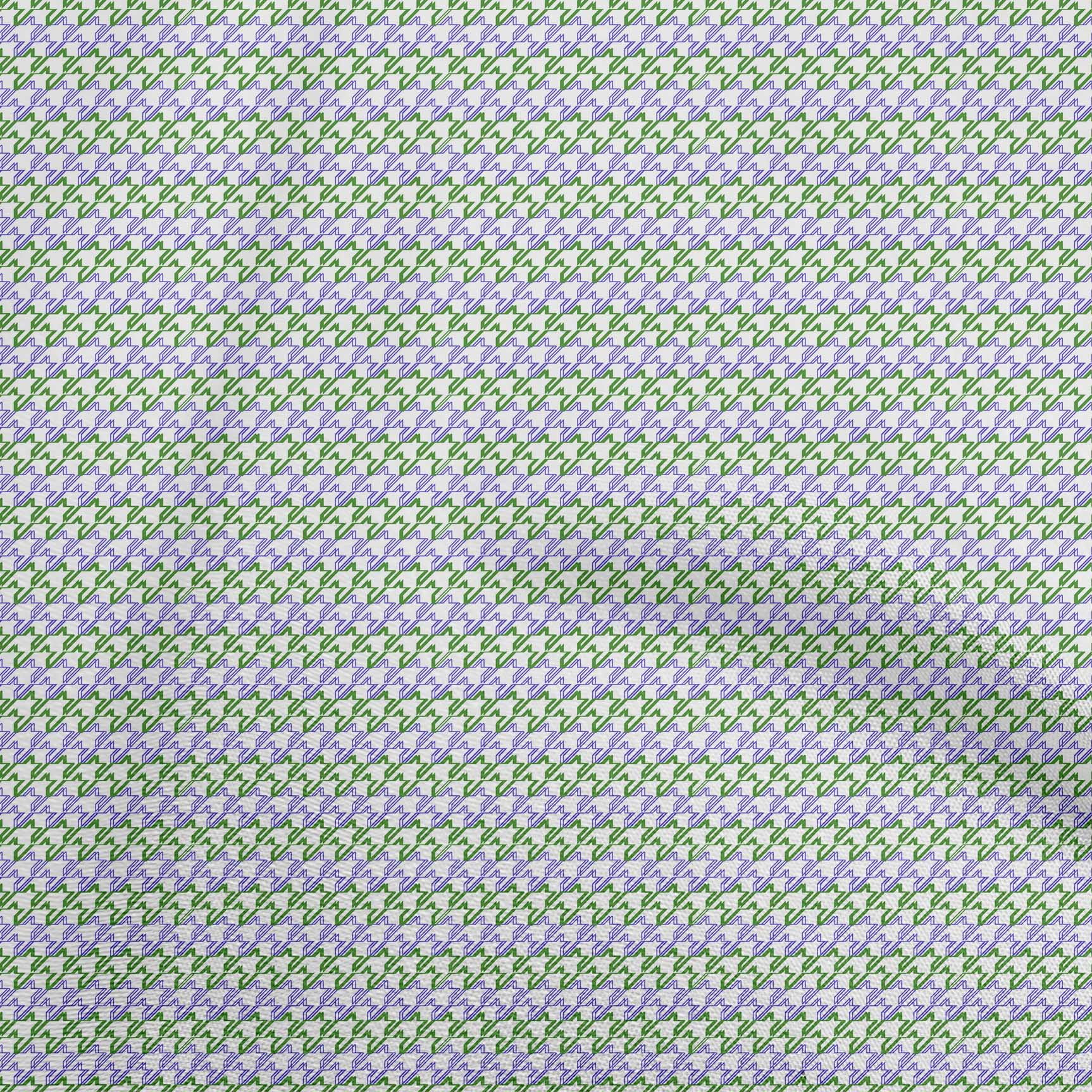 oneOone Cotton Silk Green Fabric Houndstooth Sewing Material Print ...