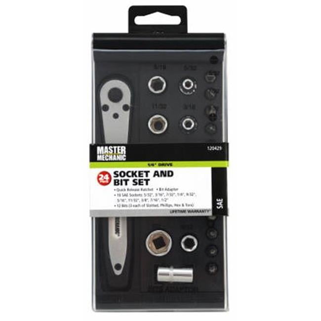 Master Mechanic 24 Piece Standard 1/4" Drive Socket and Bit Set SAE ...
