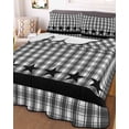 Checkered Stars Quilts Bedding Set Twin Size White Green Black Plaid ...