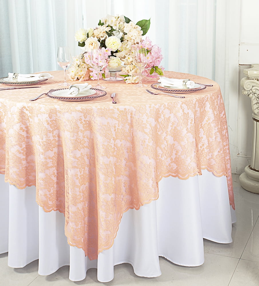 Wedding Linens Inc. 72 in x 72 in Lace Table Overlays, Lace Tablecloths ...