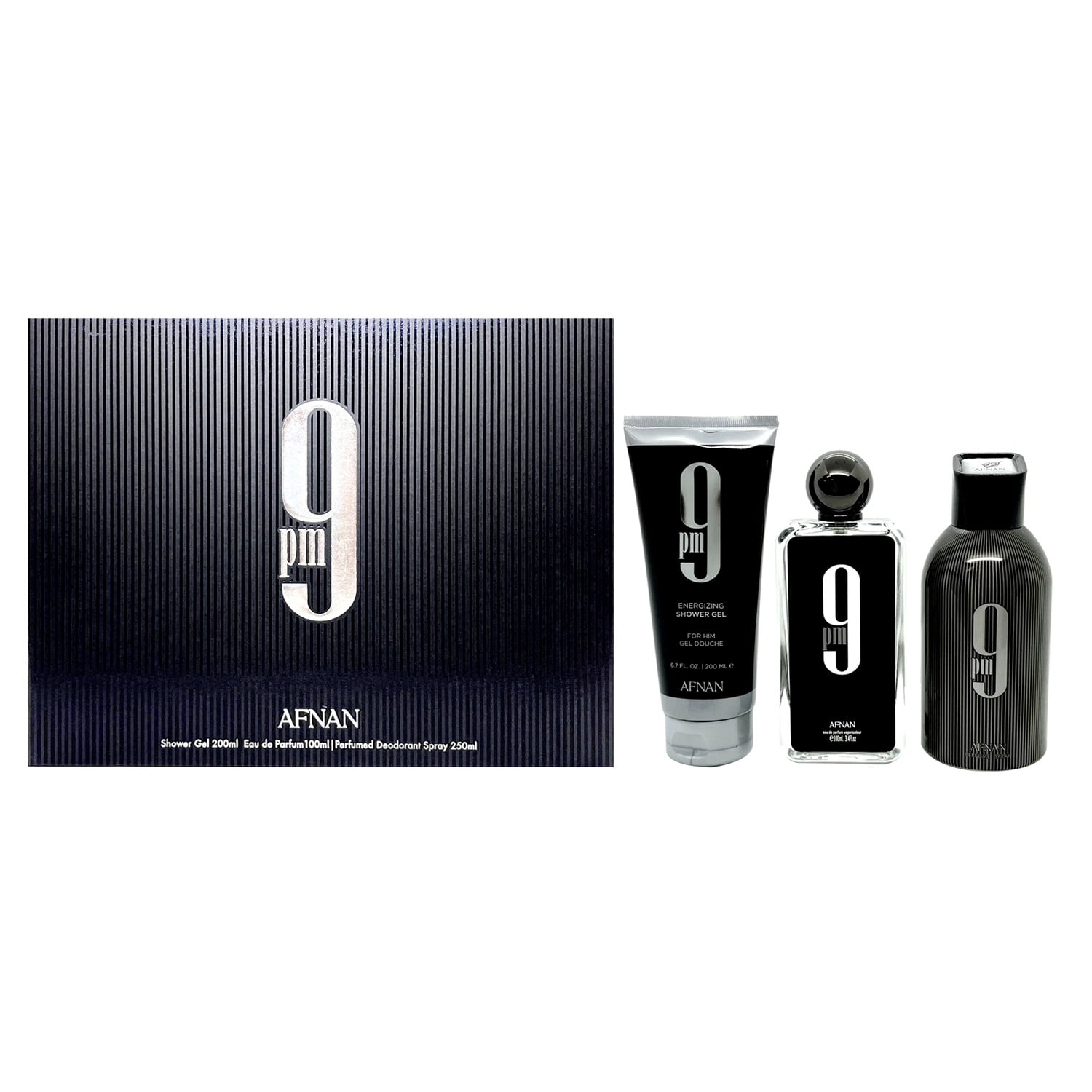 Set Afnan 9PM para Hombre 3 pzs 100ml Edp + 200ml Gel + 250ml Deo ...