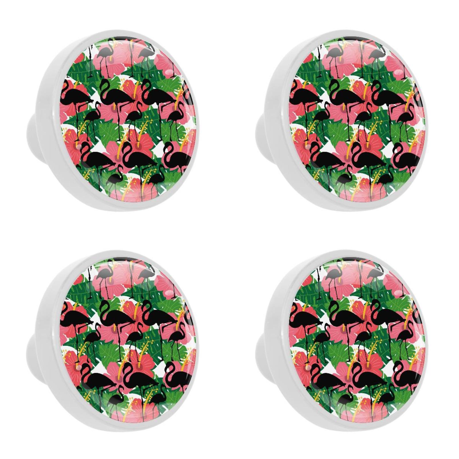 4 Pcs Flamingo Knobs for Kitchen Cabinet Cupboard Dresser Bookcase Drawer Pulls Handles Round ...
