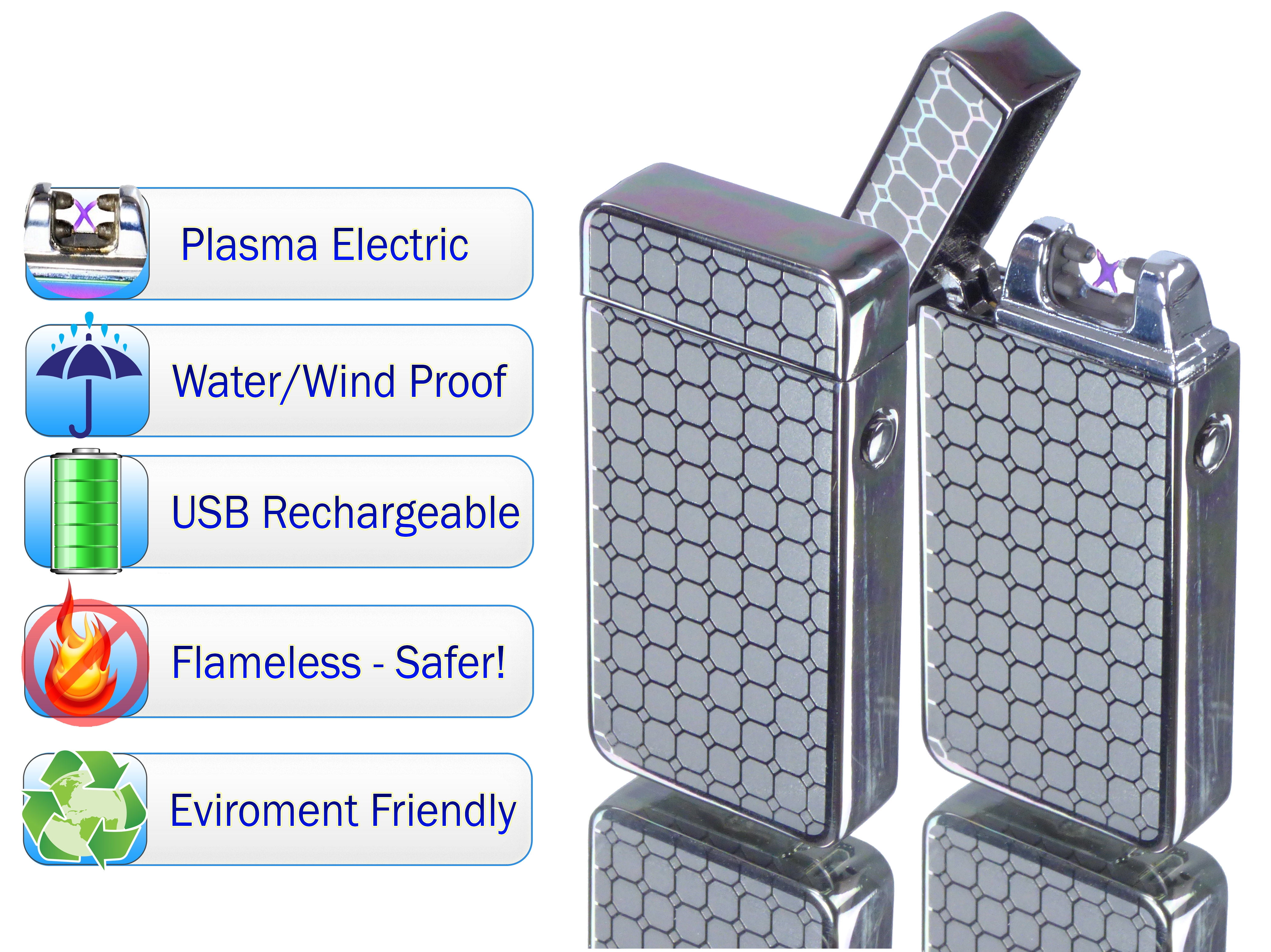 Tac Plasma Lighter Dual Arc Tactical Beam - USB Rechargable, Electric ...