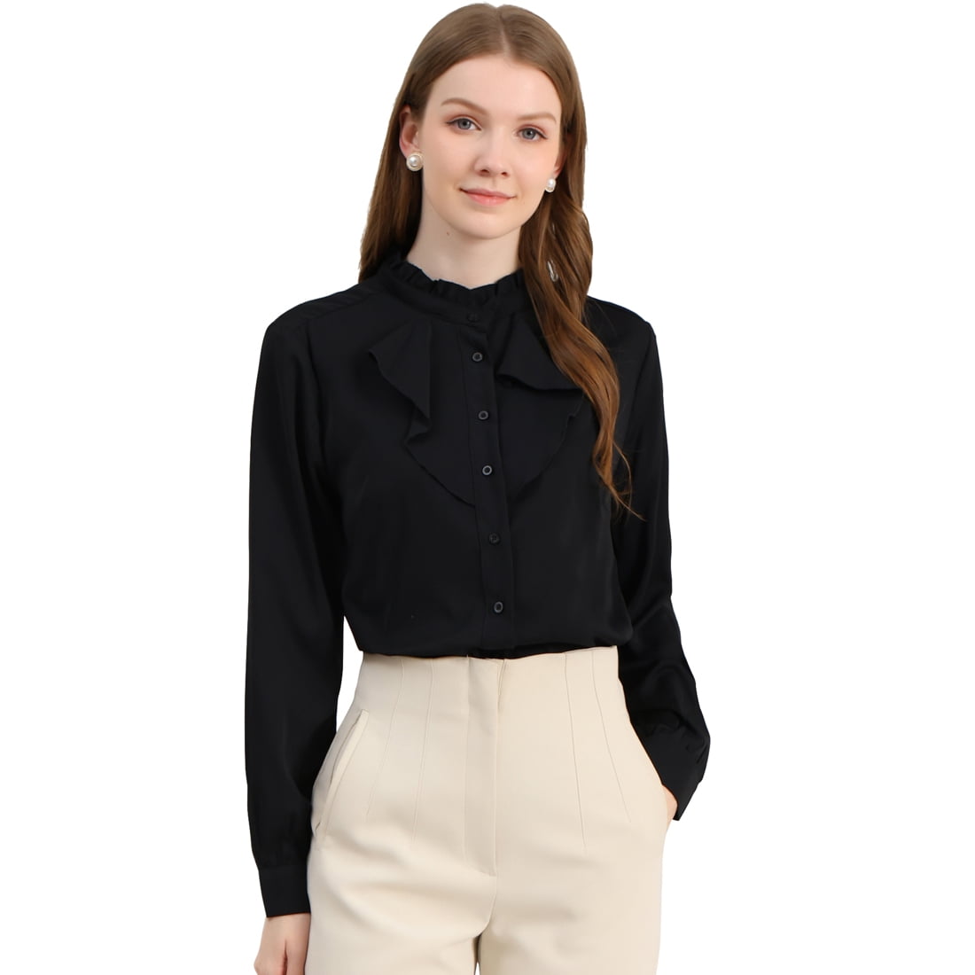 Click here for Inspire Chic Womens Work Office Top Blouse Ruffle... prices