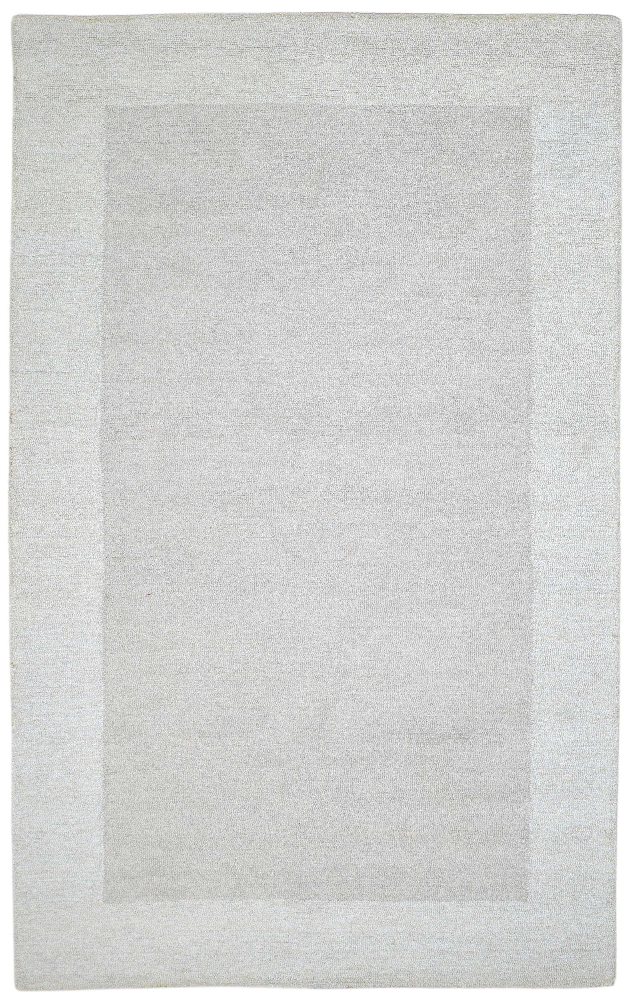 Hand Tufted Grey Wool Rug 5' X 8' Modern Scandinavian Bordered Room ...