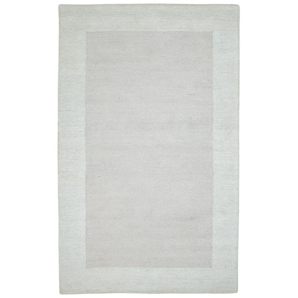 Hand Tufted Grey Wool Rug 5' X 8' Modern Scandinavian Bordered Room ...