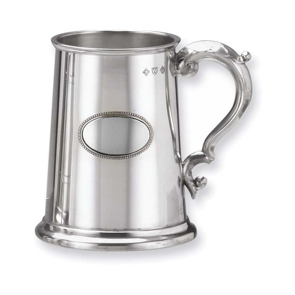 17 oz. Classic Stainless Steel Glass Bottom Pewter Plate Tankard ...
