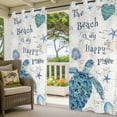 Blue Sea Turtle Outdoor Curtains for Patio, Beach Happy Place Seashell ...
