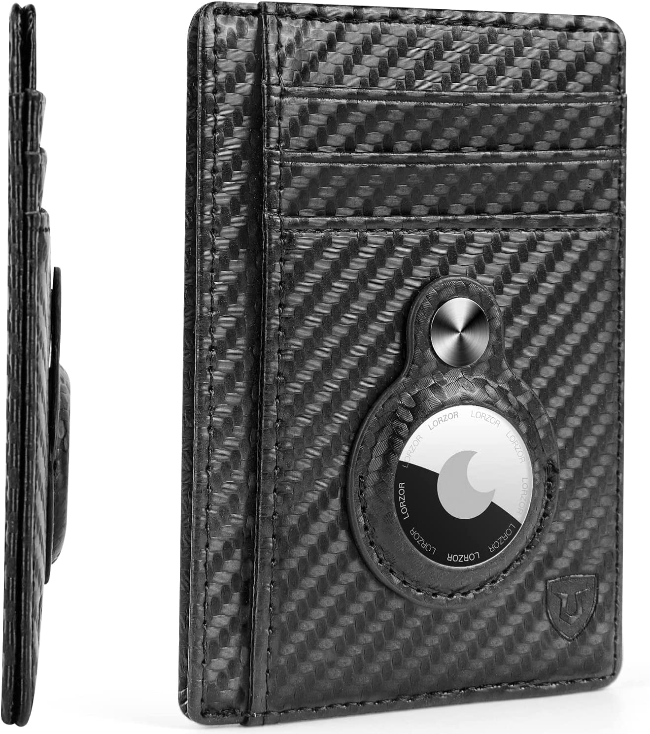 LORZOR Slim Minimalist Front Pocket Wallet for AirTag,RFID Blocking ...