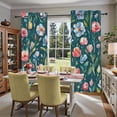 DaShan Green Boho Floral Blackout Curtains,52x96 Inches Long Room ...