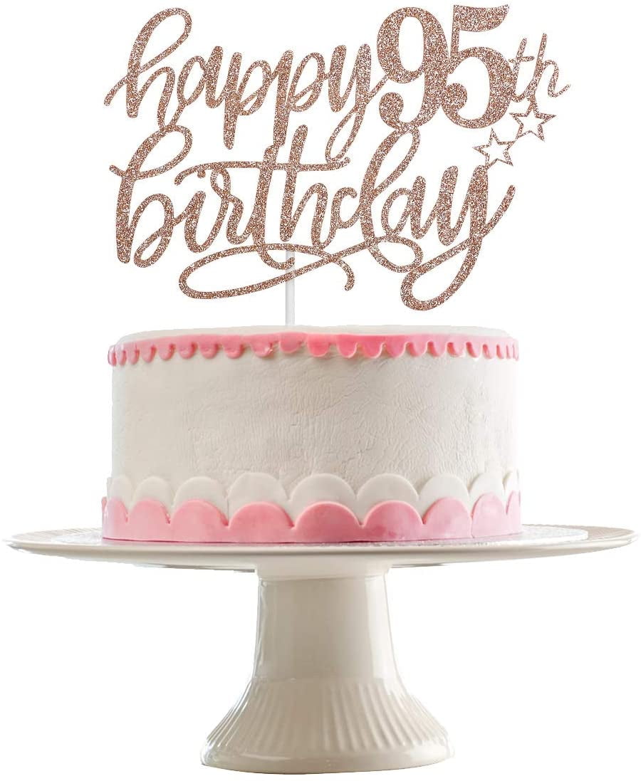Rose Gold Glittery Happy 95th Birthday Cake Topper- 95th Birthday Party ...