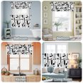 Black Color Block Abstract Geometric Curtain Tier and Valance Set 3 ...