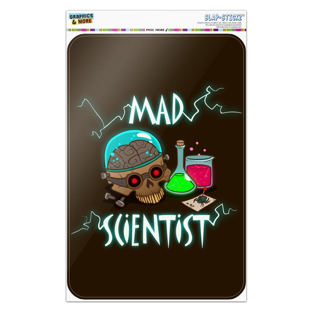 Mad Scientist with Beakers Brain Home Business Office Sign - Window ...