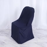 Efavormart 40PCS Navy Linen Polyester Folding Chair Cover Dinning Chair ...