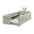 T-Joy Cute Kids Bed with Rail and Pocket, Boucle Wooden Platform Bed ...