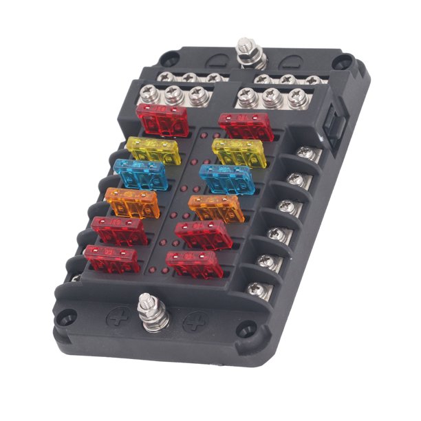 Circuit 12 Way Fuse Box With LED Indicator DC12-32V Waterproof Circuit ...