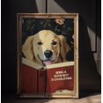 Affixzi Whimsical Golden Retriever Dog Reading Book Art Print - Funny ...