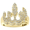 10K Yellow Gold Mens Diamond 3D Allah Pinky Ring Islamic Arabic Design ...