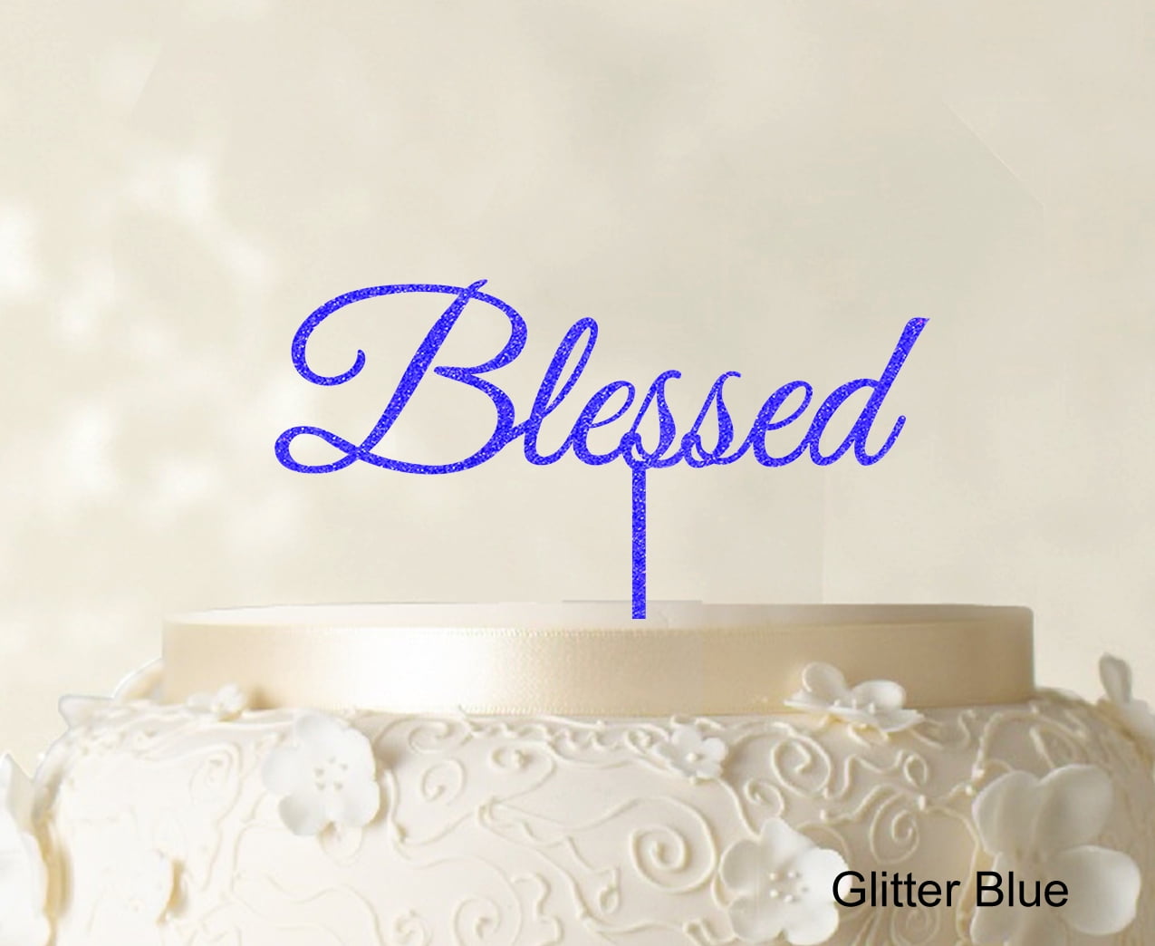 "Monogram Cake Topper Personalized Glitter Blue Cake Topper Color ...