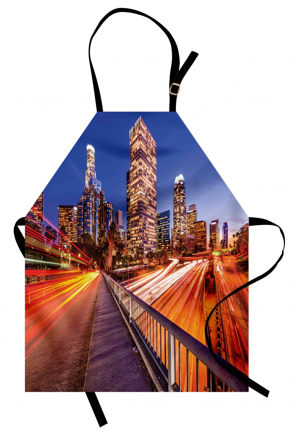 Night Apron USA Downtown City Skyline over the Highway Los Angeles ...