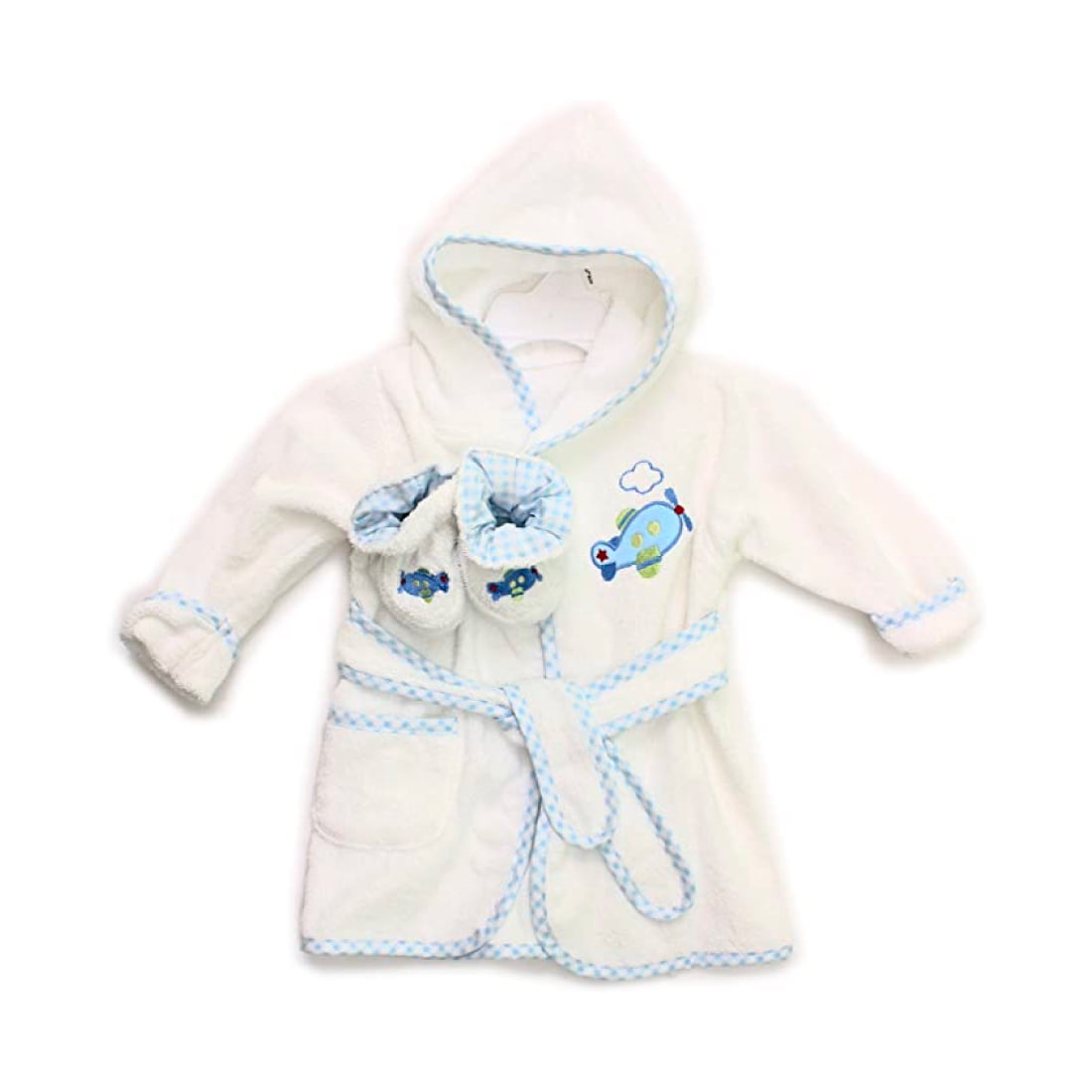 Spasilk Baby 100% Cotton Hooded Terry Bathrobe with Booties for Infant ...