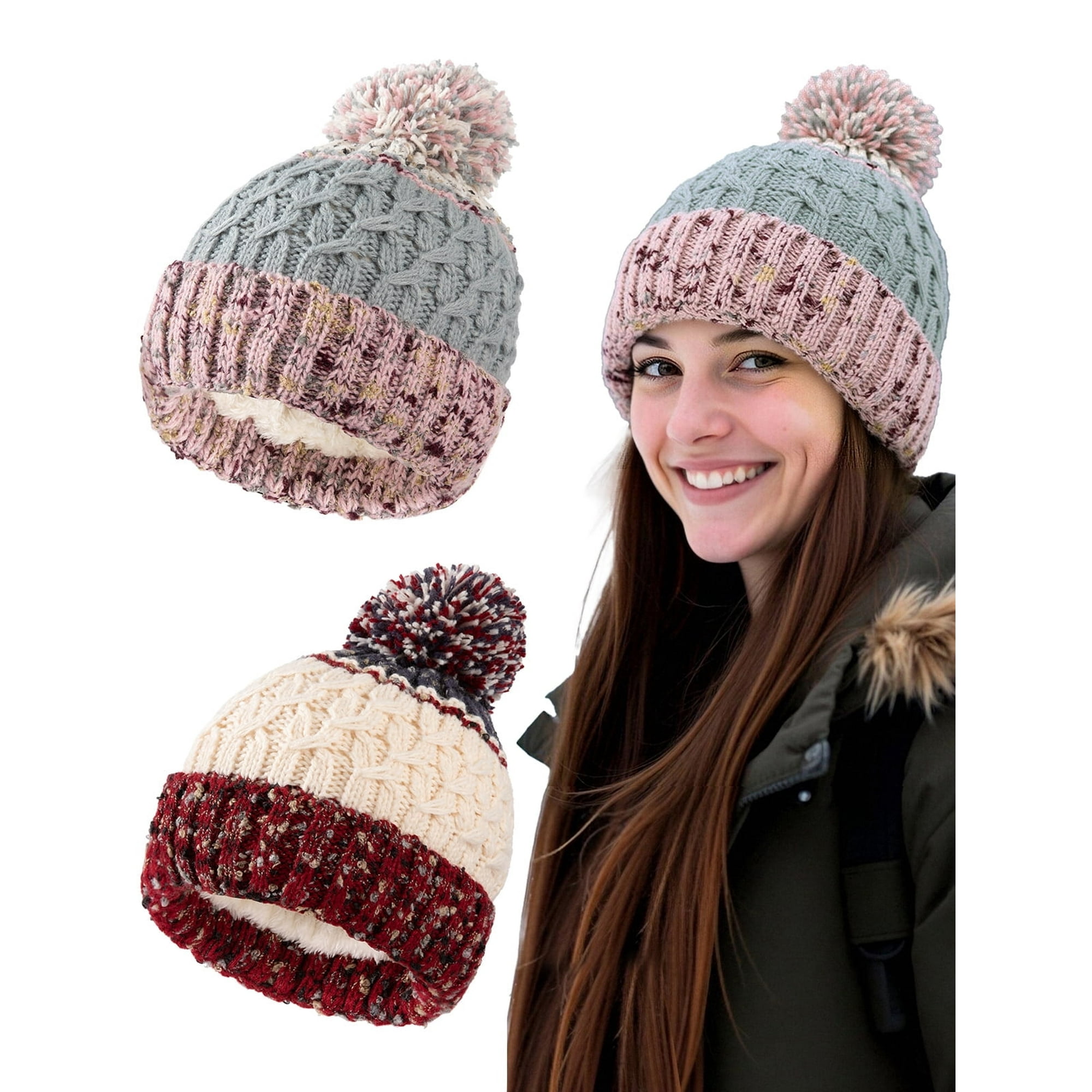 Click here for Eallco 2 Packs Womens Winter Knit Beanie Hat With... prices