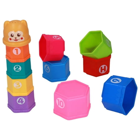 Stacking Cup Toys Eujgoov Hexagonal Number Letter Bathtub Stacking Cups ...
