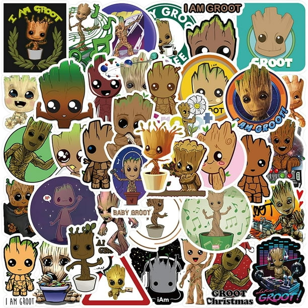 50 Pcs Groot Stickers for Water Bottle Waterproof Vinyl Cute Cartoon ...