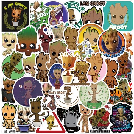50 Pcs Groot Stickers for Water Bottle Waterproof Vinyl Cute Cartoon ...