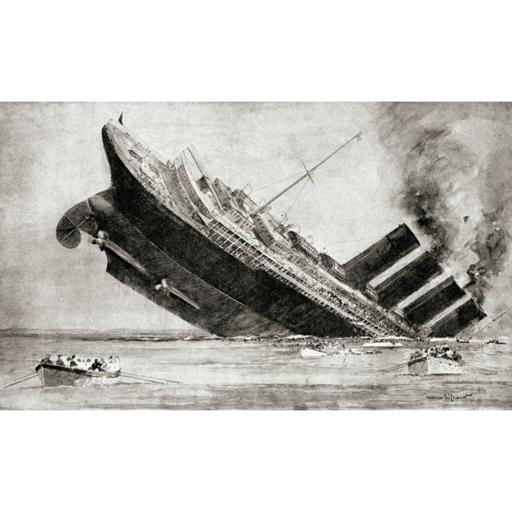 Lusitania Sinking Drawing
