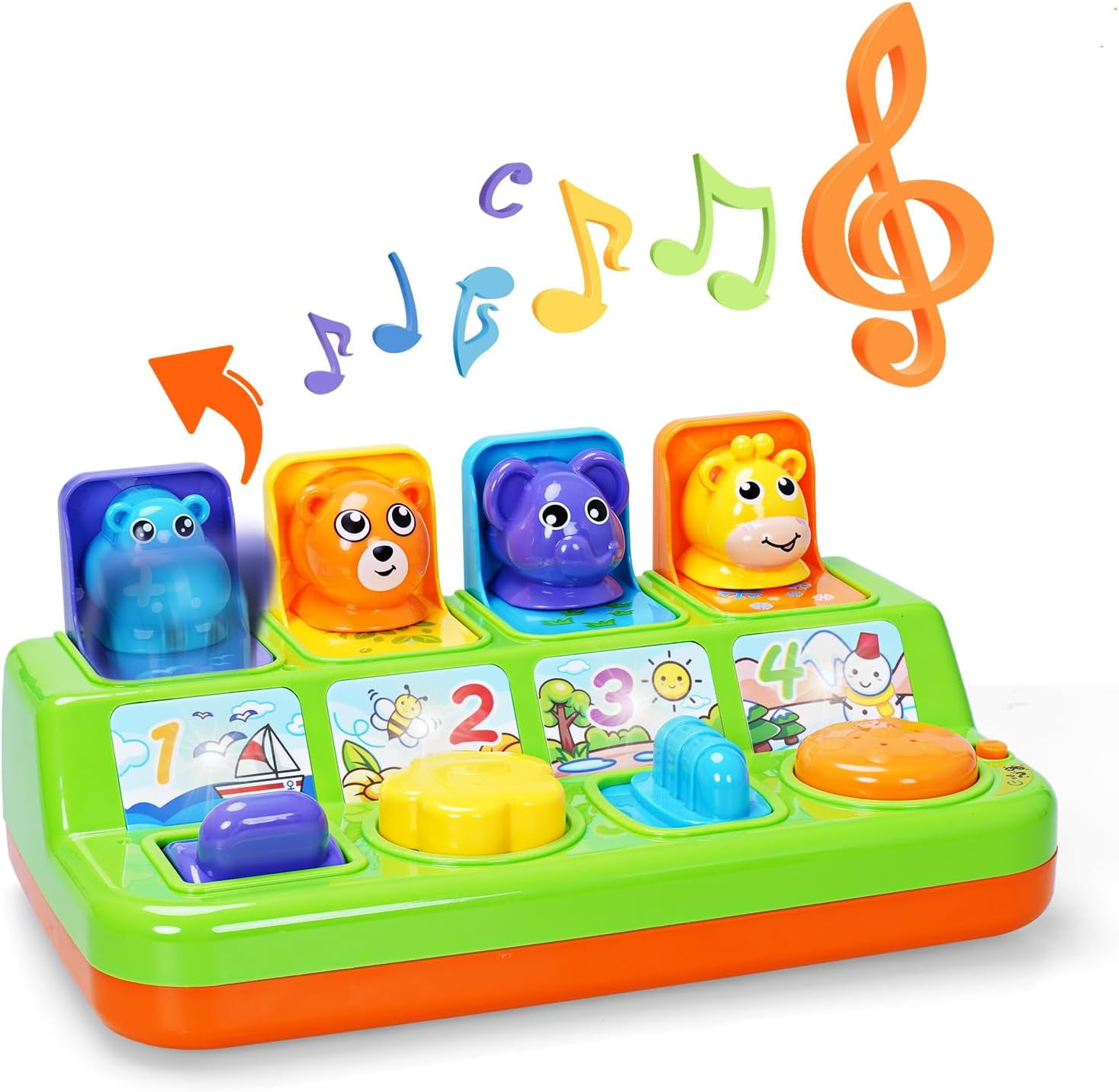 FS Pop Up Animal Toys with Light Music for Infants 6 12 Months Sensory Interactive Gift Walmart