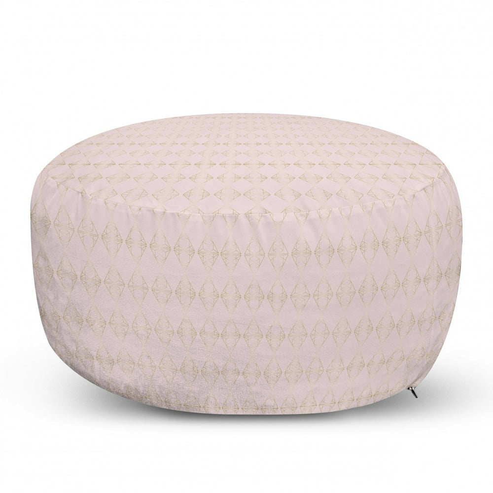 Blush Pink Pouf Cover with Zipper, Geometric Pattern with Diamond Check ...