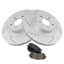 TRQ Front Performance Drilled & Slotted Brake Rotor & Posi Ceramic Pad ...
