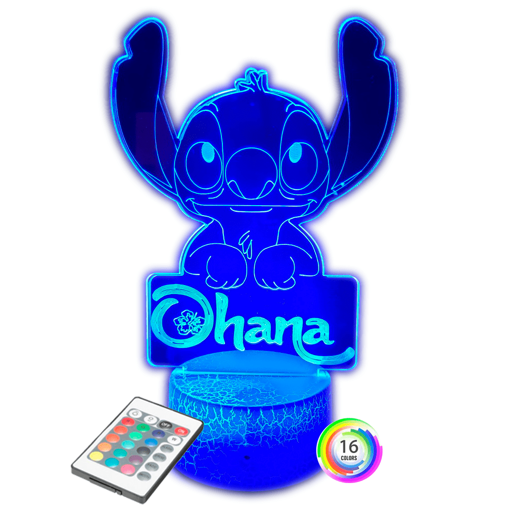 Lampara 3d Led Stitch Lilo Ohana Control Remoto 16 Colores!! L3D ...