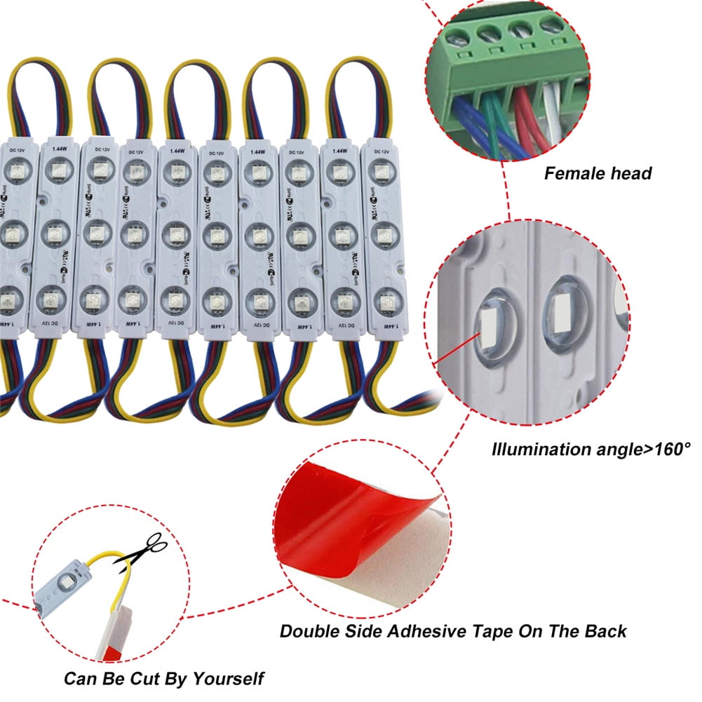 Buy LED Module Lights, Super Bright 3 LED Module RGB 5050 SMD ...