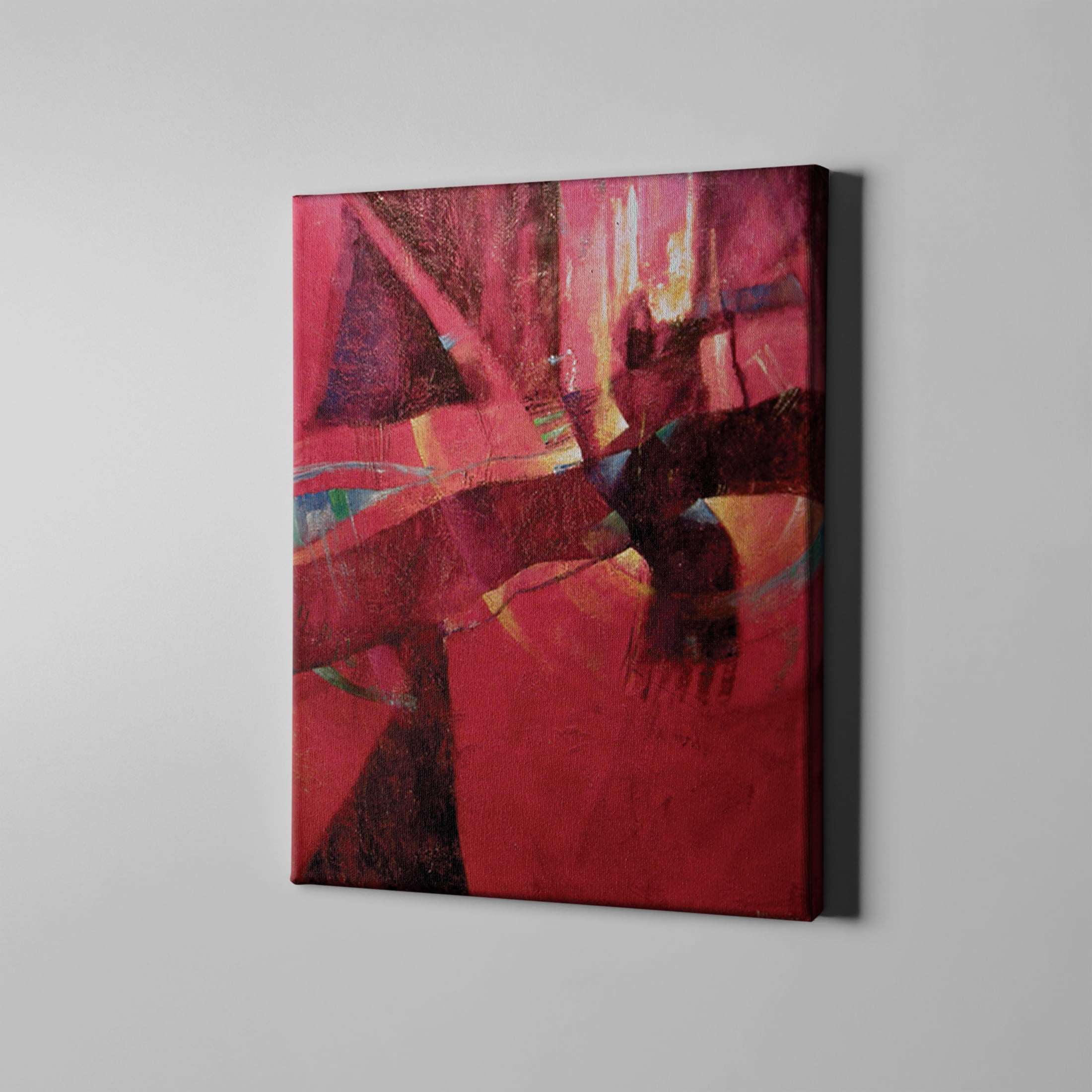 Unlimited Art Project - Dark Red Modern Abstract Canvas Wall Art Print ...