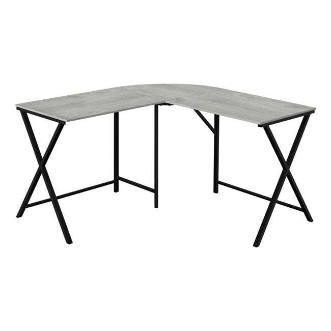 55 in. Grey Top & Black Metal Corner Computer Desk - Walmart.com