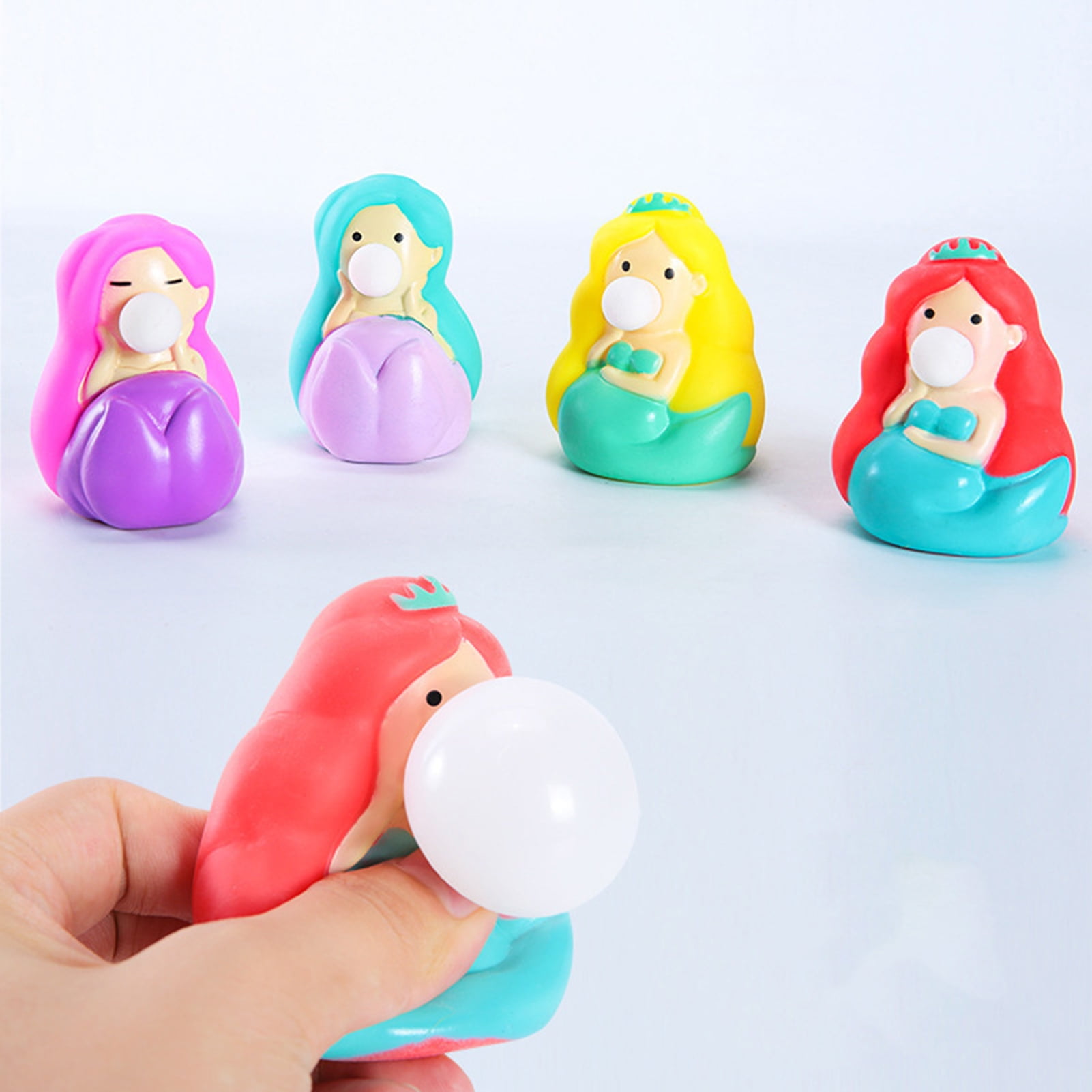 Hesroicy Mermaid Squeeze Toy Blowing Balloon Cute Cartoon Doll Squishes ...