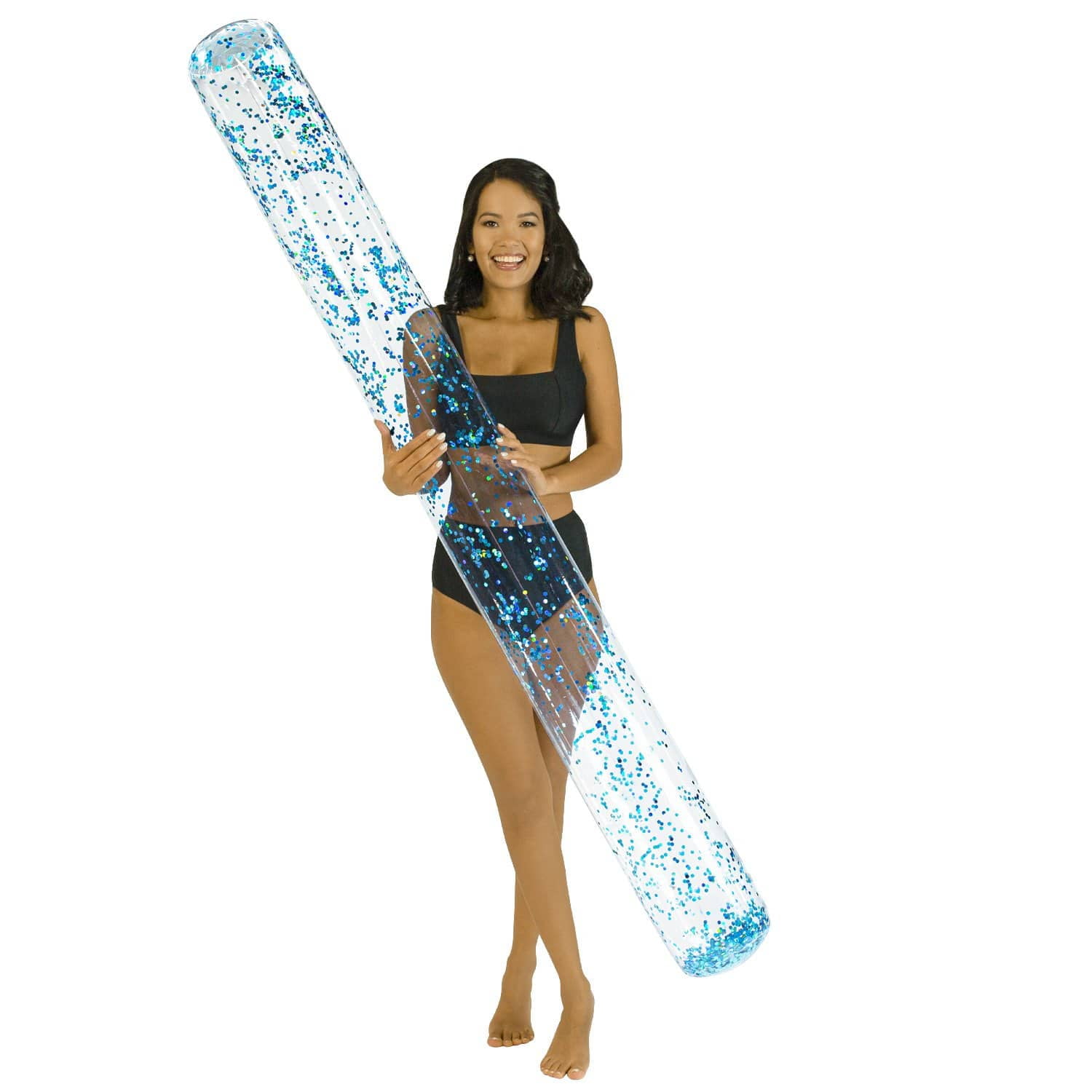 Inflatable Noodle Pool Float Jumbo Aqua Glitter PoolCandy - Walmart.com