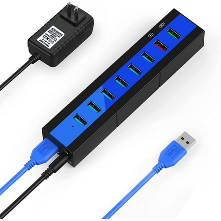 K&ZZ 8 Ports USB Hub 3.0 Powered, 36W USB Splitter Data Hub with 12V/3A ...