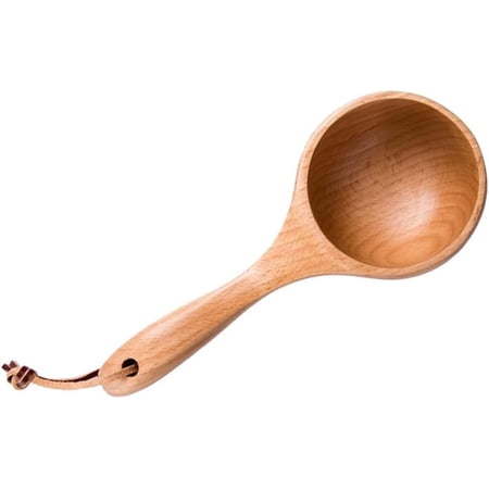 Solid Wood Multi-Purpose Style Wood Round Water Ladle Dipper Kitchen ...