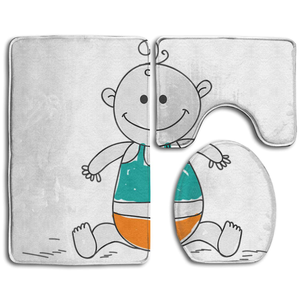 Click here for Xddja Cartoon Kid Drawing 3 Piece Bathroom Rugs Se... prices