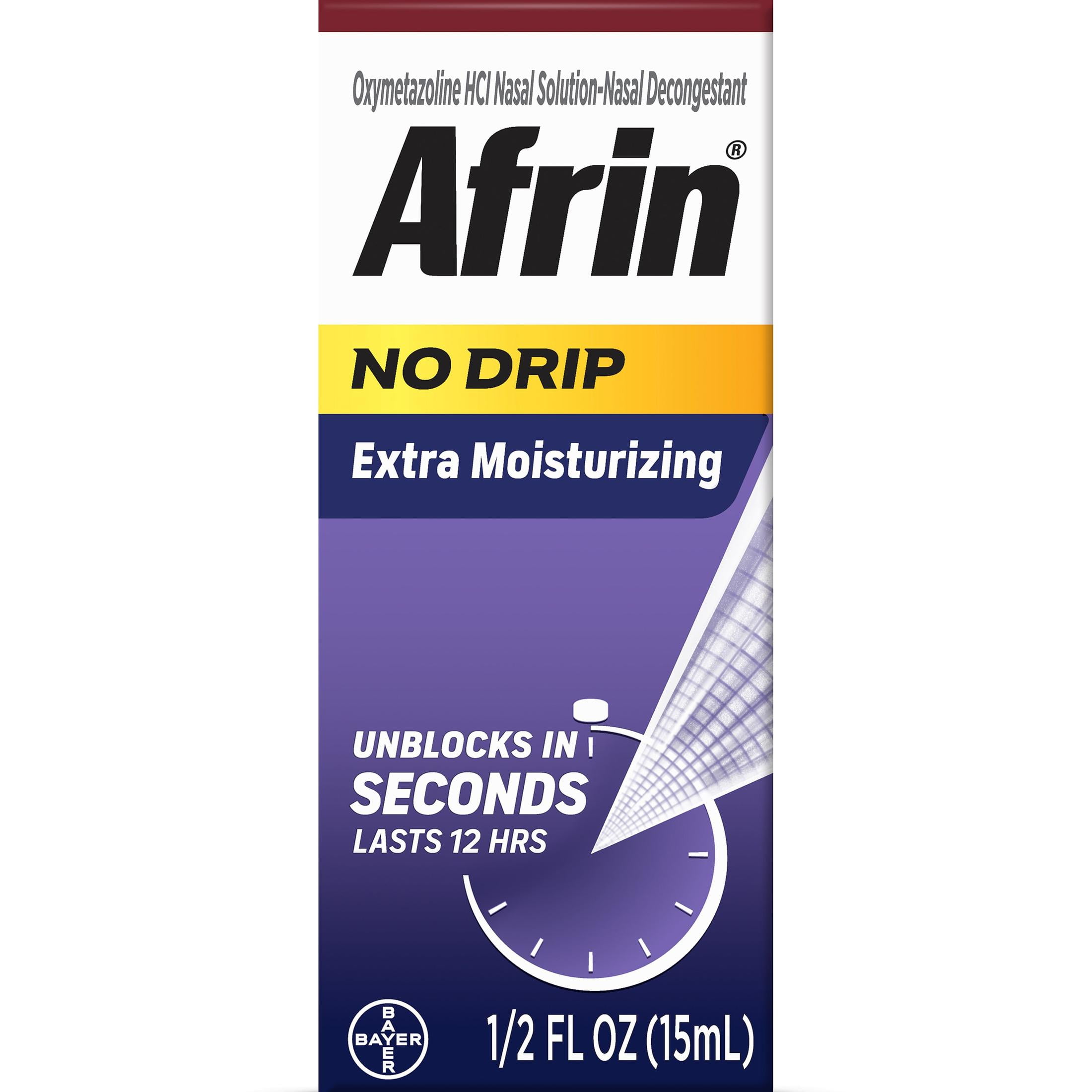 Afrin No Drip Extra Moisturizing 12 Hour Nasal Congestion Relief Spray, 1-15 mL Bottle - Walmart.com