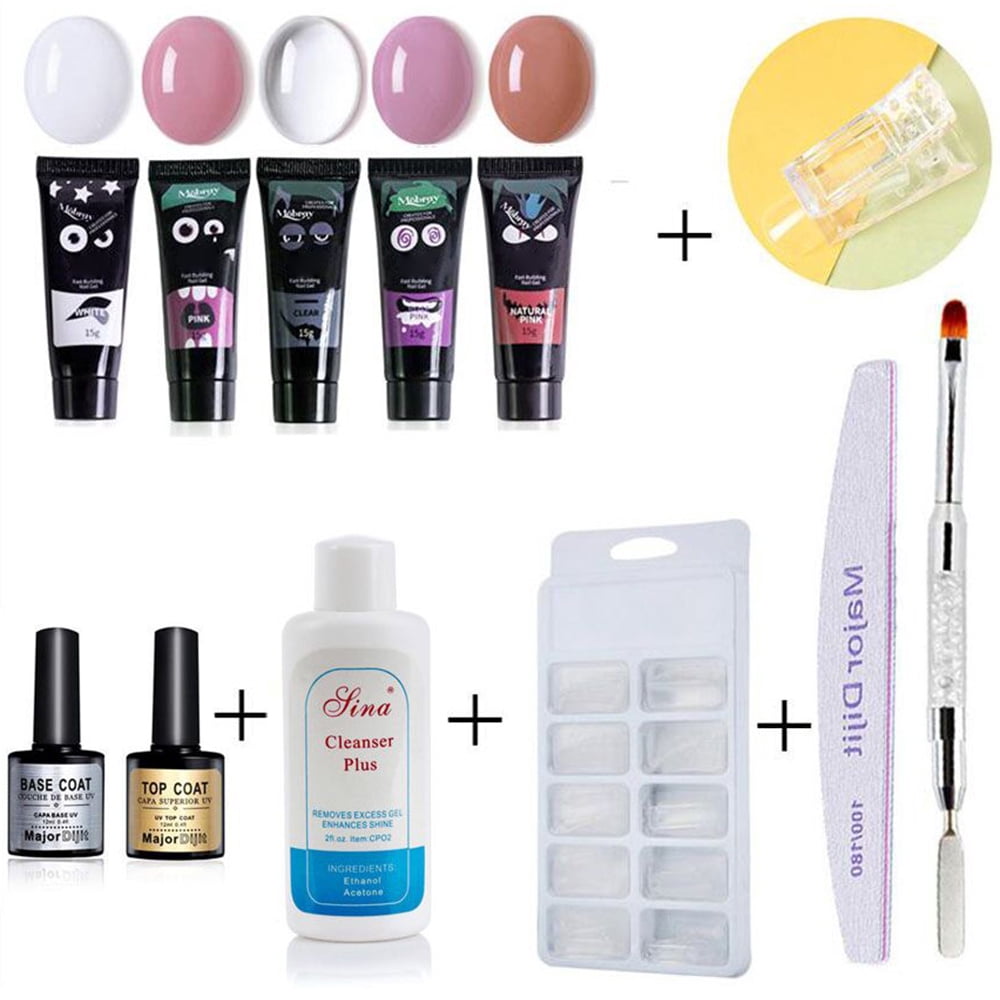 Kit de extensión de uñas MAJOR DIJIT - 5 geles de colores, pinza ...