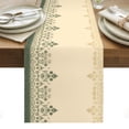 Abstract Floral Stem Table Runner, Vintage Traditional Green Beige ...