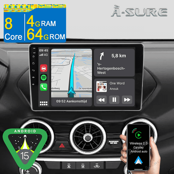 Woudy 2+64G Radio GPS Stereo with Apple CarPlay & Android 15 Auto for ...
